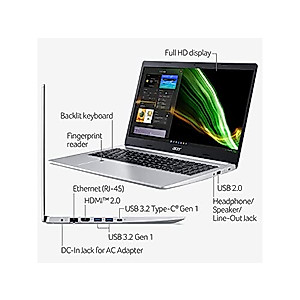 acer Aspire 5 A515 15.6" FHD IPS Premium Business Laptop, AMD 4-Core Ryzen 7 3700U Upto 4.0GHz, 40GB RAM, 1TB PCIe SSD, Backlit Keyboard, Fingerprint, Windows 11 Pro + HDMI Cable, Silver