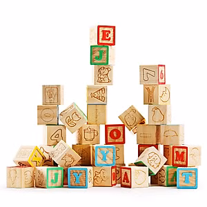 SainSmart Jr. Wooden ABC Alphabet Blocks Set, 40PCS Classic Wood Toy for Stacking Building Educational Learning, with Mesh Bag for Preschool Letters Number Counting for Ages 3 4 5 6 Toddlers,1.2"