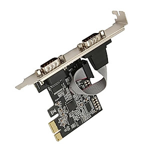 2 Port PCIE RS232 Serial Card with Full Size Bracket, Supports for Windows, for Linux, 256 Byte FIFO Depth, for POS Systems, Scanners, Printers
