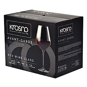 Krosno Glasses Set | 6x Red Wine Glasses 16.6 oz + 6x Tall Water Juice Drinking Glasses 18.3 oz | Crystal Glass | Perfect for Home, Restaurants and Parties | Dishwasher Safe