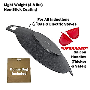 Saltlas Korean style BBQ Grill Pan for Stove Top, Camping Stove and IH Stove, 13"- Round Griddle with 6 Layers, Non-stick Coating frying Pan