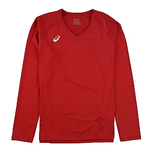 ASICS Spin Serve Volleyball Jersey Long Sleeve, Team Red, Medium