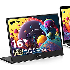 Mobile Pixels Glance 16" 1080P FHD Travel Monitor for Laptop, Portable Monitor HDMI USB Type C Connection, Tilt Adjustment & Non-Slip Portable Computer Screen with Dual Speakers for PC, macOS, Windows