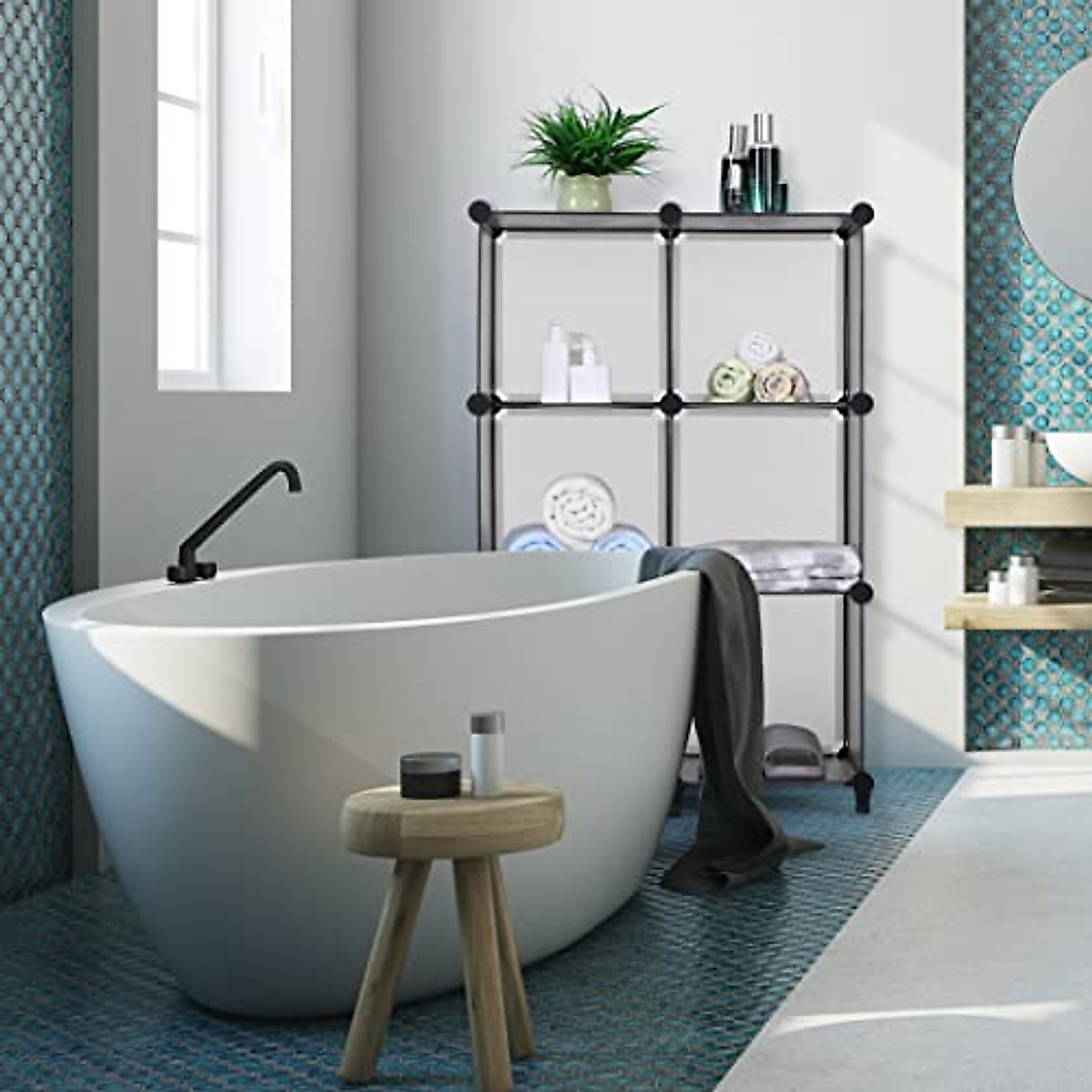 ANWBROAD Cube Storage Organizer 6-Cube Closet Organizers and Storage DIY Modular Plastic Closet Cabinet Book Shelf Cubes Organizer Storage Shelving for Home Bedroom Office Living Room Gray ULCS006H