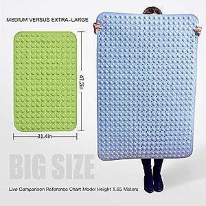 FALEJU Extra Large 47 x 32 Inch Shower Mat Non Slip, Shower and Bath Mat with Drain Holes and Suction Cups, Extra Wide Bath Tub Mat Non Slip, Bathroom Accessories, Clear (Grey)