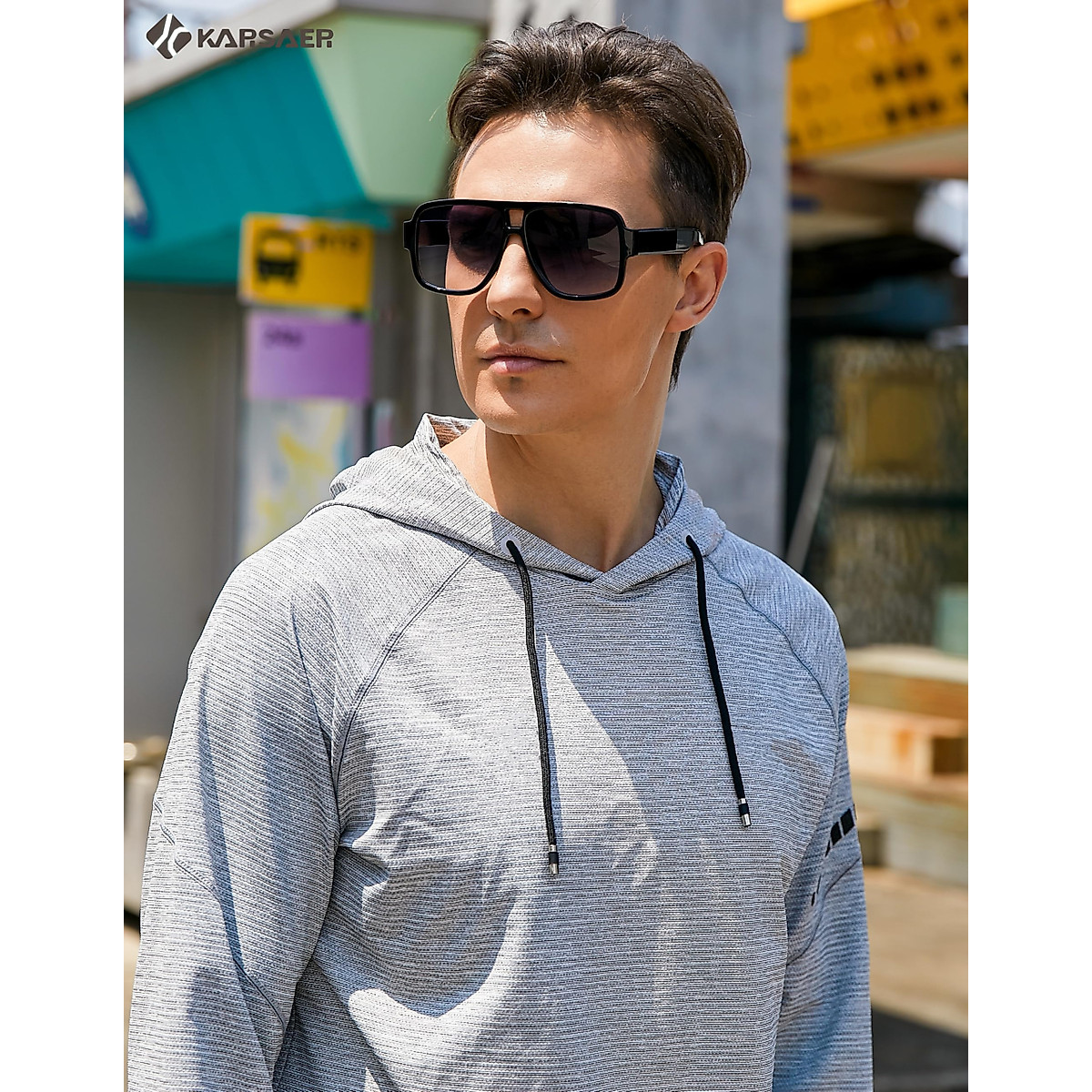 Karsaer Vintage 70s Style Aviator Sunglasses for Men Women Double Bridge Square Thick Retro Pilot Sunglasses K7123