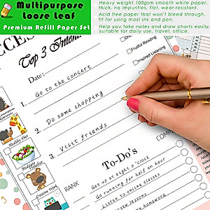 Rancco Discbound Junior Daily Planner Refills, 180 Pages 8 Disc Punched Half Letter Paper Inserts w/Index Tabs, Binder Dividers, Loose-Leaf Bag, Ruler For Circa, Arc, TUL, Happy Planner, 5.5x8.5"