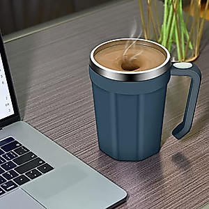 LeadYuantop Auto Self Stirring Coffee Mug, 18 oz Automatic Magnetic Electric Mixing Cup Stainless Steel Travel Cup for Coffee, Chocolate, Milk, Tea, Office, Home, Kitchen, (Blue)