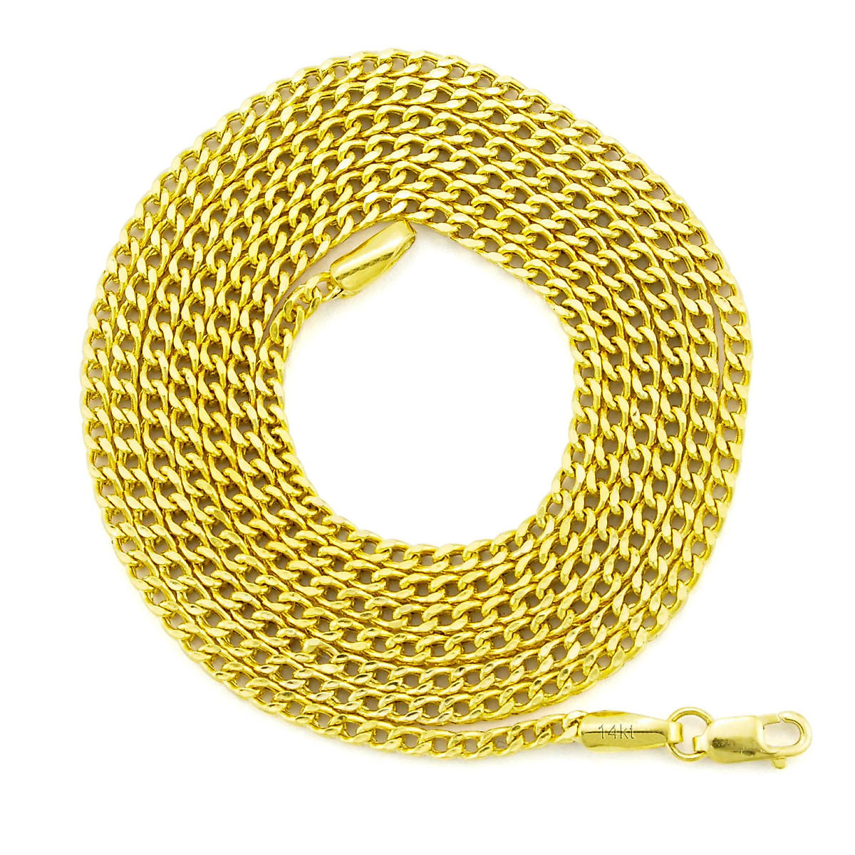 Nuragold 14k Yellow Gold 2.1mm Franco Wheat Spiga Foxtail Chain Pendant Necklace, Mens Womens Jewelry 14" 16" 18" 20" 22" 24"