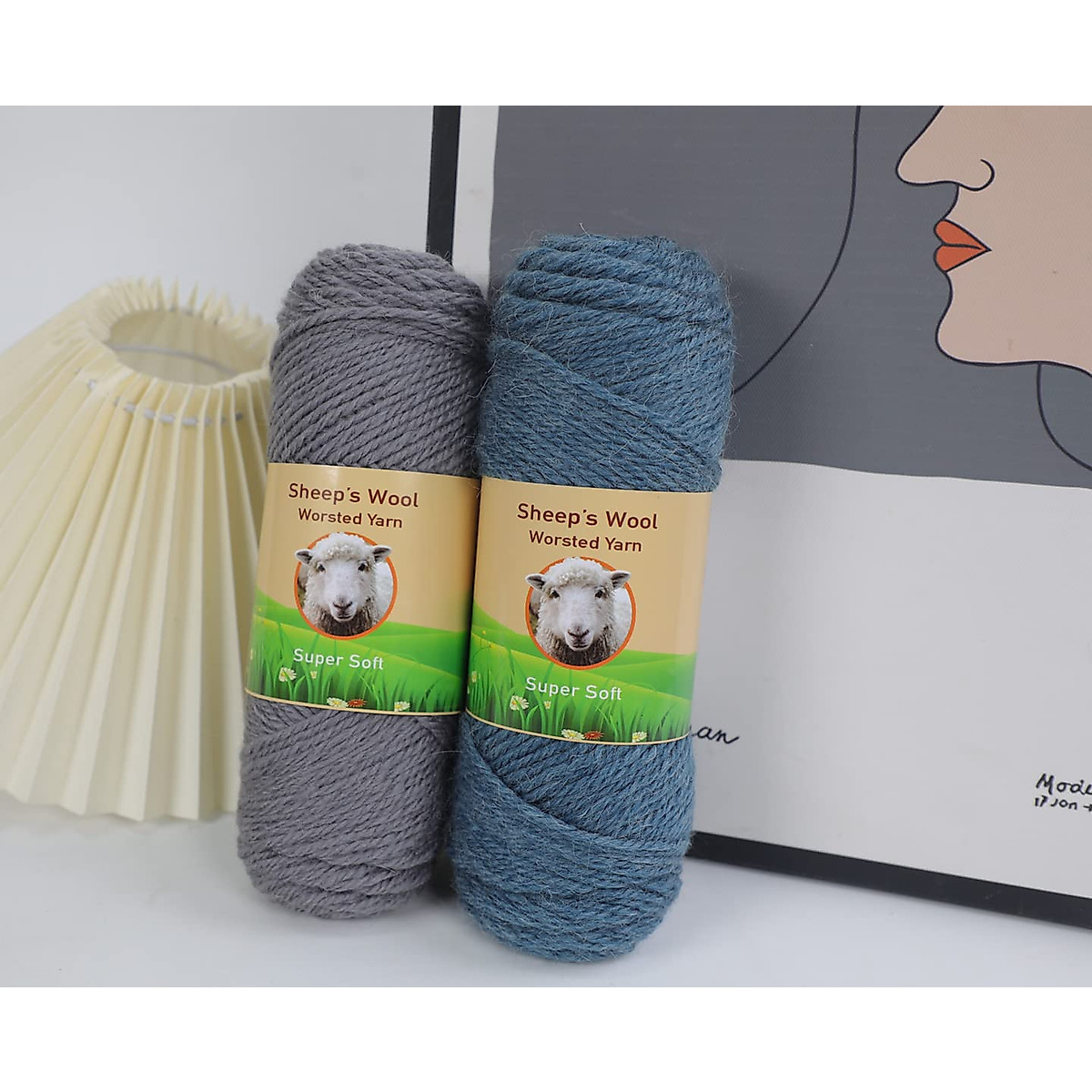 3-Pack Sheep Wool Worsted Yarn for Knitting and Crocheting 300 Grams of Lamb Sheep's Wool