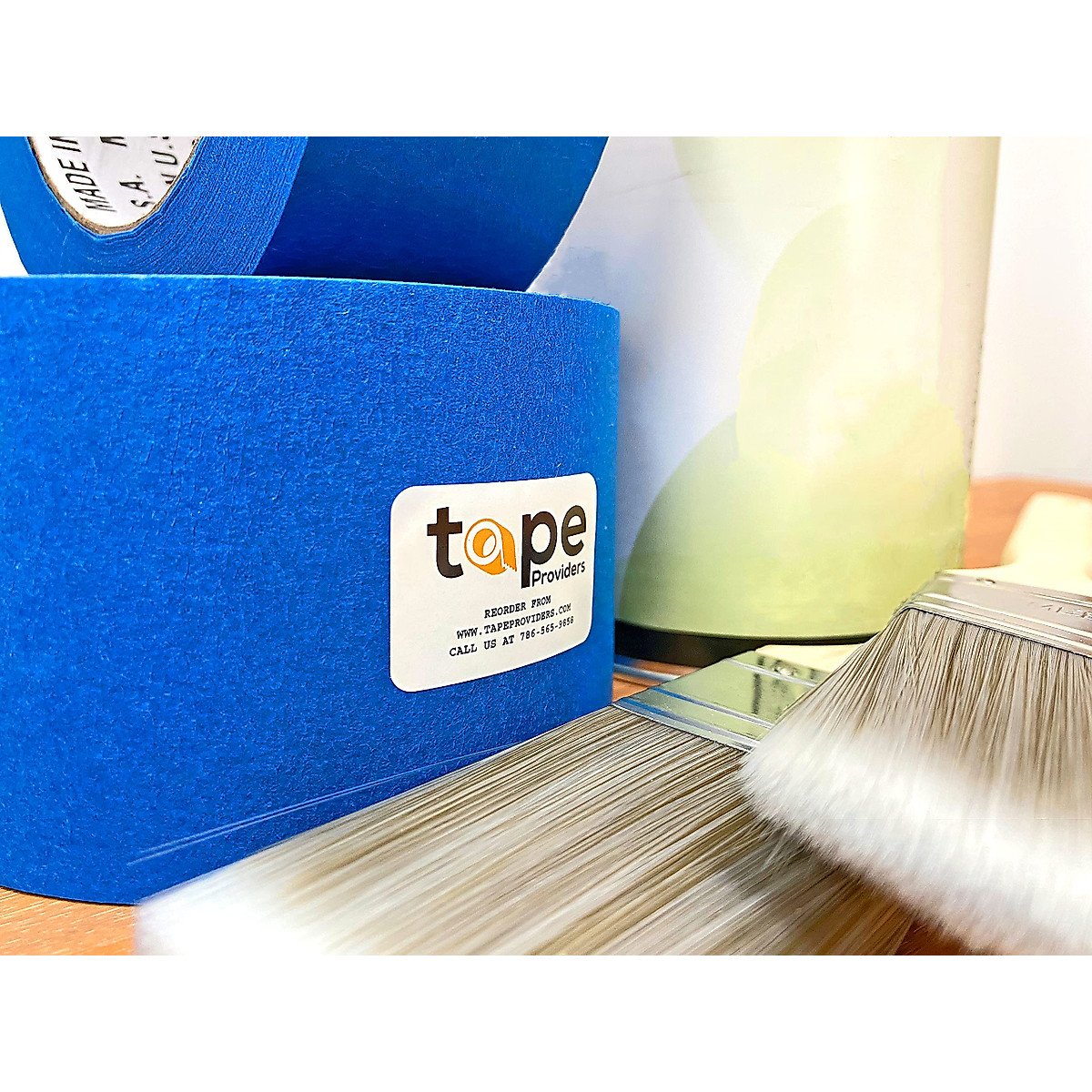 WOD PMT21B Blue Painter’s Tape - 2 inch x 60 yds. Thick & Wide Masking Tape for Safe Wall Painting, Building, Remodeling, Labeling, Edge Finishing