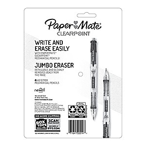 Paper Mate Clearpoint Mechanical Pencils, HB #2 Lead (0.7mm), Assorted Barrel Colors, 6 Count