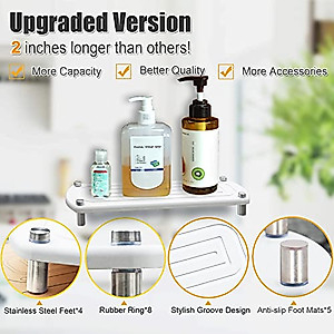 KOMARTH Instant Dry Sink Organizer-Sink Caddy, Diatomaceous Pedestal, Dries Instantly and Prevents Moisture Buildup, Good Choice for Kitchen Soap Tray, Sponge holder and Nice Vanity Trays for Bathroom