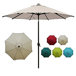 Abba Patio 9ft Patio Umbrella Market Outdoor Table Umbrella with Auto Tilt and Crank for Garden, Lawn, Deck, Backyard & Pool, 8 Sturdy Steel Ribs, Beige