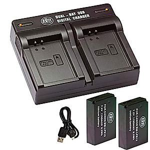 BM Premium 2-Pack of LP-E12 Batteries and USB Dual Battery Charger for Canon EOS-M, EOS M2, EOS M10, EOS M50, EOS M50 Mark II, EOS M100, EOS M200, SX70 HS, Rebel SL1 Digital Cameras