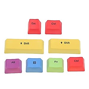 Zyyini PBT Keycaps, 10Pcs PBT Colorful Sturdy Durable Wearproof Mechanical Gaming Keyboard Keycap,Ergnomic Curved Concave Face Typewritter Keycaps,for All The Mechanical Keyboard
