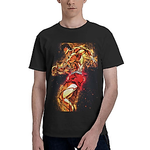 Anime Baki The Grappler Baki Hanma T Shirt Mens Summer Cotton Tee Comfort Round Neck Short Sleeve T-Shirts Black