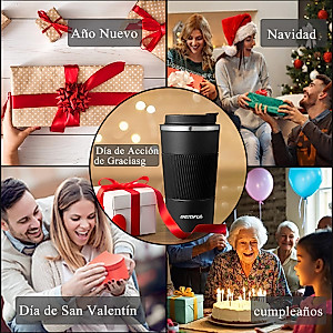 GEMFUL 17oz Travel Coffee Mug To Go with Lid Stainless Steel Insulated Cups Reusable Tumbler Leak Proof Coffee Lovers Gift for Hot Cold Drinks Women Men Office Car Black