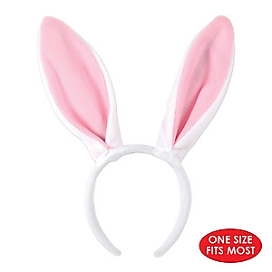 Soft-Touch Bunny Ears (white & pink) Party Accessory (1 count) (1/Pkg)
