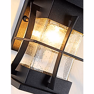 Delicavy Outdoor Wall Lanterns Small IP65 Waterproof Outdoor Wall Sconce Black Metal with Clear Seeded Glass Exterior Light fixtures Outside Wall Mount for Garage Driveway Patio Porch Lighting, Black