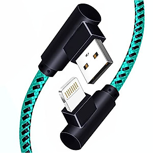 iPhone Lightning Charger Cable 10FT [MFi Certified] Right Angle 90 Degree Nylon Braided Charging Cord Extra Long for iPhone 12/12pro/11/11pro/XS MAX/XR/8/7（3Pack）