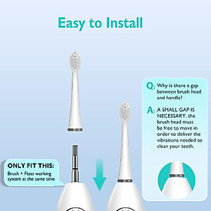 Replacement Brush Heads for Waterpik Sonic Fusion 2.0 Flossing Toothbrush with Cover, Compact, 3 Count White, Soft Bristles