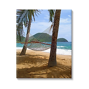Stupell Industries Tropical Summer Vacation Hammock Between Palm Trees, Design by Noah Bay, Gallery Wrapped Canvas, 16 x 20