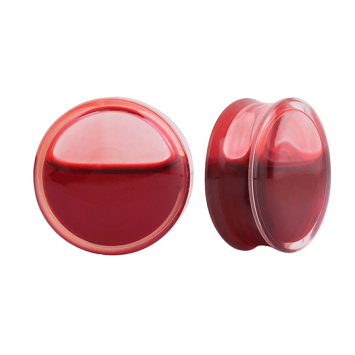 IPINK -2Pcs Acrylic Red Liquid Blood Double Flare Ear Plugs Tunnels Gauge 0g-1" (00 Gauge (10mm))