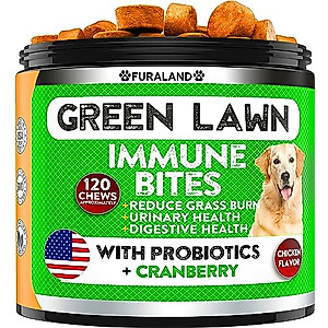 FURALAND Grass Burn Spot Chews for Dogs - Dog Pee Lawn Spot Saver Caused by Dog Urine - Grass Treatment Rocks - DL-Methionine + Digestive Enzymes - Dog Urine Neutralizer for Lawn - Soft Treats