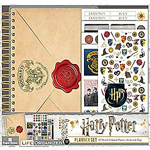 Paper House Productions Harry Potter Hogwarts Letter 12 Month Undated 7.5" Planner Set with Month and Event Flag Stickers and More!