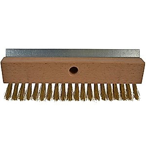 Janico 4004 Bristles Pizza Oven Stone Brush, Includes Rust Proof Steel Scraper, Stiff Brass Wire, Brown