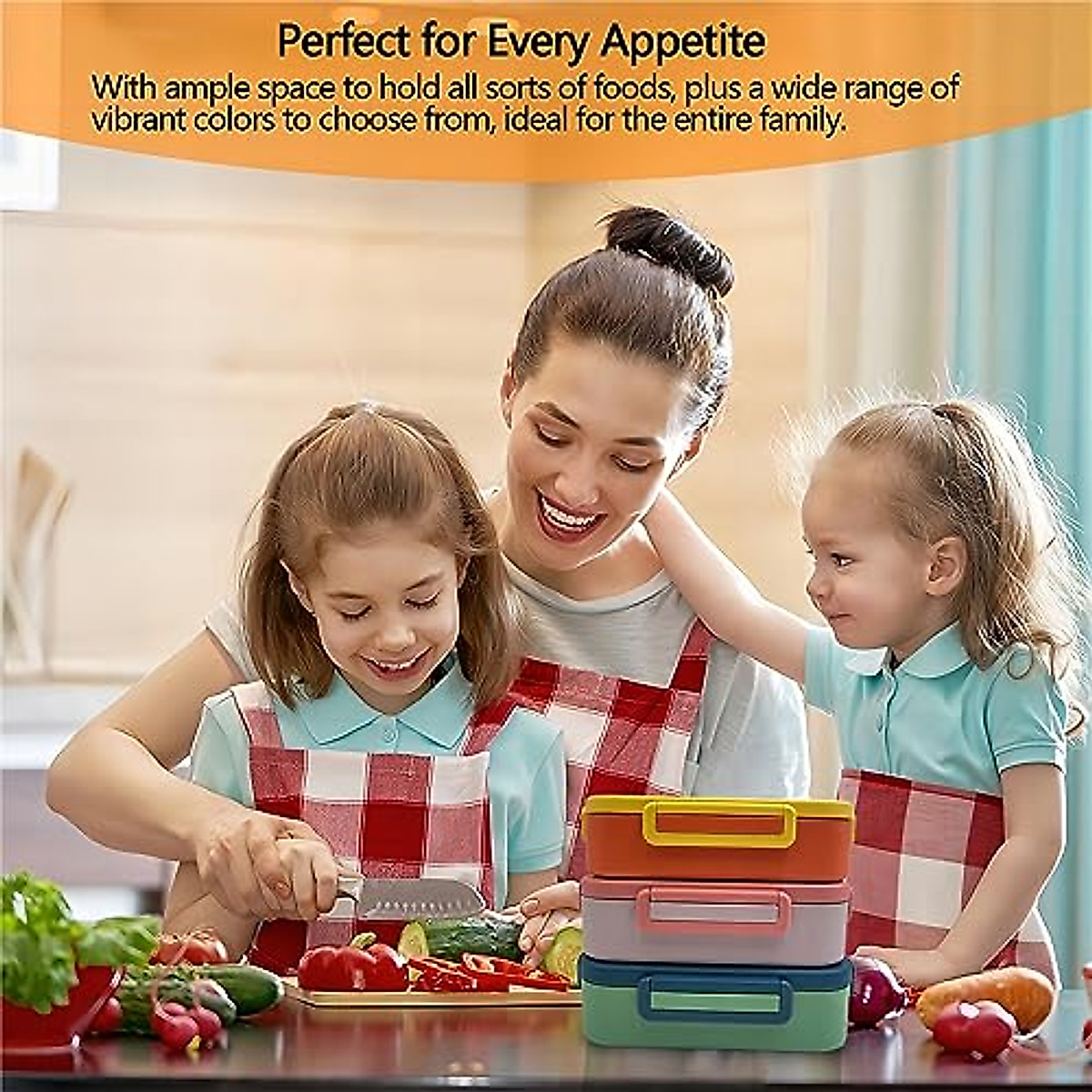 1200ML Bento Box, Wheat Straw Lunch Container With Utensil Set and Leak-Proof Movable Compartment, BPA-Free Lunch Box, Lightweight and Easy Open To-go Food Container for over 8 years old