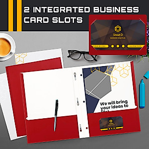 Red Paper 2 Pocket Folders with Prongs, 50 Pack, by Better Office Products, Matte Texture, Letter Size Paper Folders, 50 Pack, with 3 Metal Prong Fastener Clips, RED