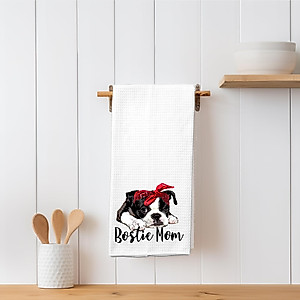 Bostie Mom, Boston Terrier Microfiber Kitchen Hand Towel Gift for Dog Lover