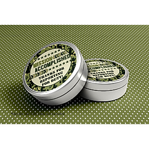 Ten Hut! Army Camouflage Birthday Thank You Sticker Labels for Kids, 40 2" Party Circle Stickers by AmandaCreation, Great for Party Favors, Envelope Seals & Goodie Bags