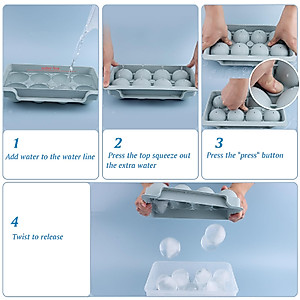 Miaowoof Large Ice Cube Tray, 2.5 INCH Ball Maker, 2 Pack Easy Release Sphere Mold with Bin&Tong, Leak-free Whiskey Mold, Fill Round for Cocktails Bourbon, Blue, largr