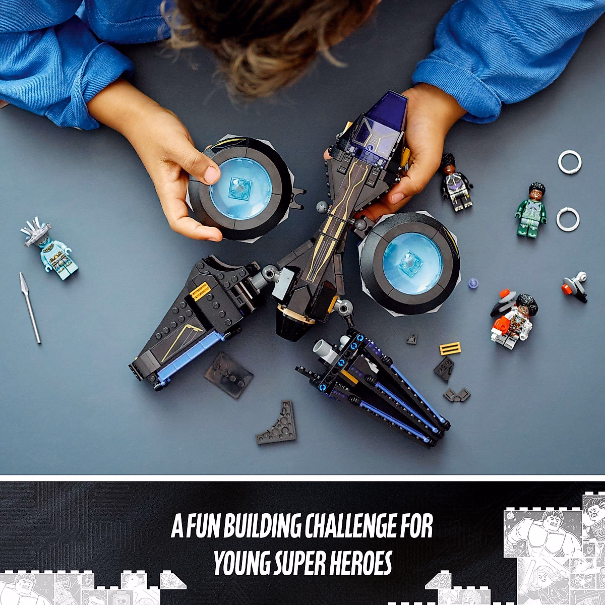 LEGO Marvel Shuri's Sunbird, Black Panther Aircraft Buildable Toy Vehicle for Kids, 76211 Wakanda Forever Set, Avengers Superheroes Gift Idea