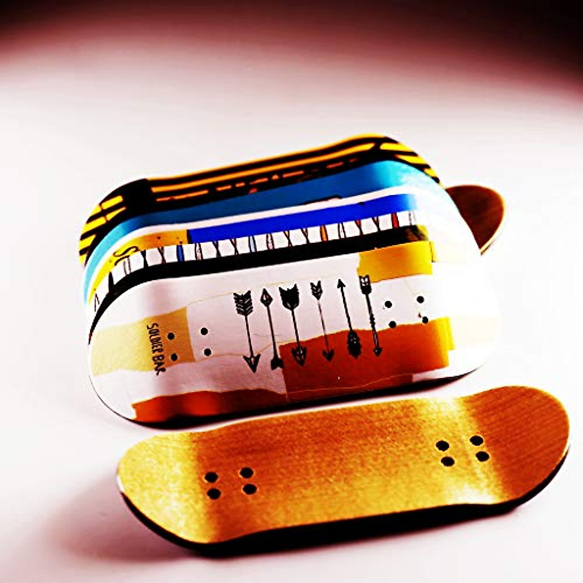 SOLDIER BAR Fingerboards complete (5 Layer Canadian Maple 34mmx 98mm DECK) Finger Skateboards (+34mm Big Eagle Truck+Globular Wheels) (Lighter)