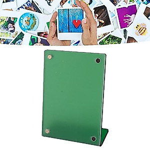 Slanted Back Photo Frame, Self Standing Photo Frame Durable Wide Application for Business Cards for Livingroom (Green)