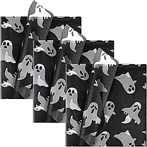Kavoc 60 Sheets 20 x 20 Inch Large Size Halloween Tissue Paper White Ghost Art Tissue Paper Carnival Horror Pattern Tissue Paper Set Halloween Decorative Paper for Gift Wrapping Mardi Gras Birthday Wedding Party Gift Bag DIY Pompom Confetti Crafts