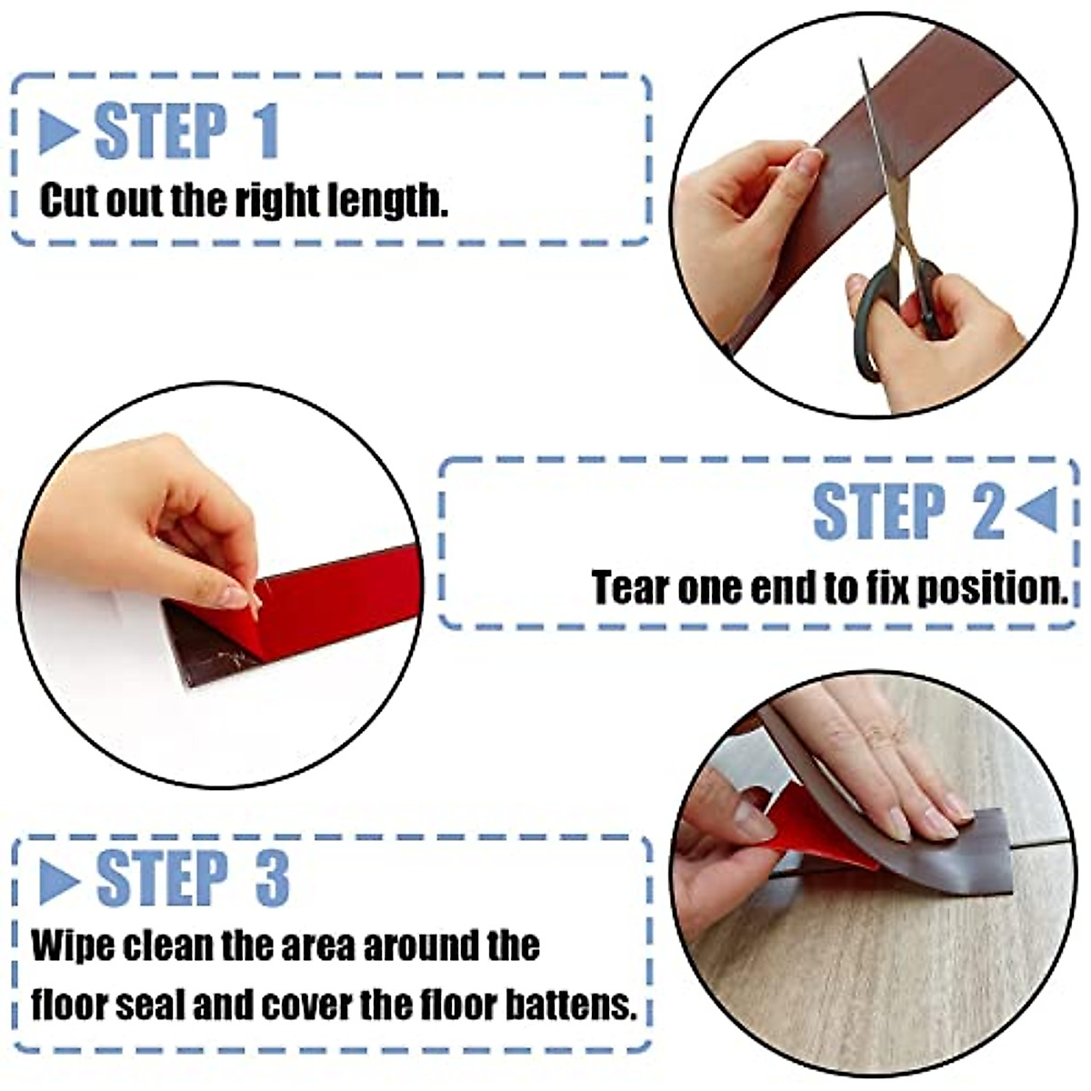 6.56FT Floor Transition Strip Self Adhesive(Brown),Door Threshold Strip,Floor Trim for Wood to Tile Transition, Floor Repair, Gap Coverings