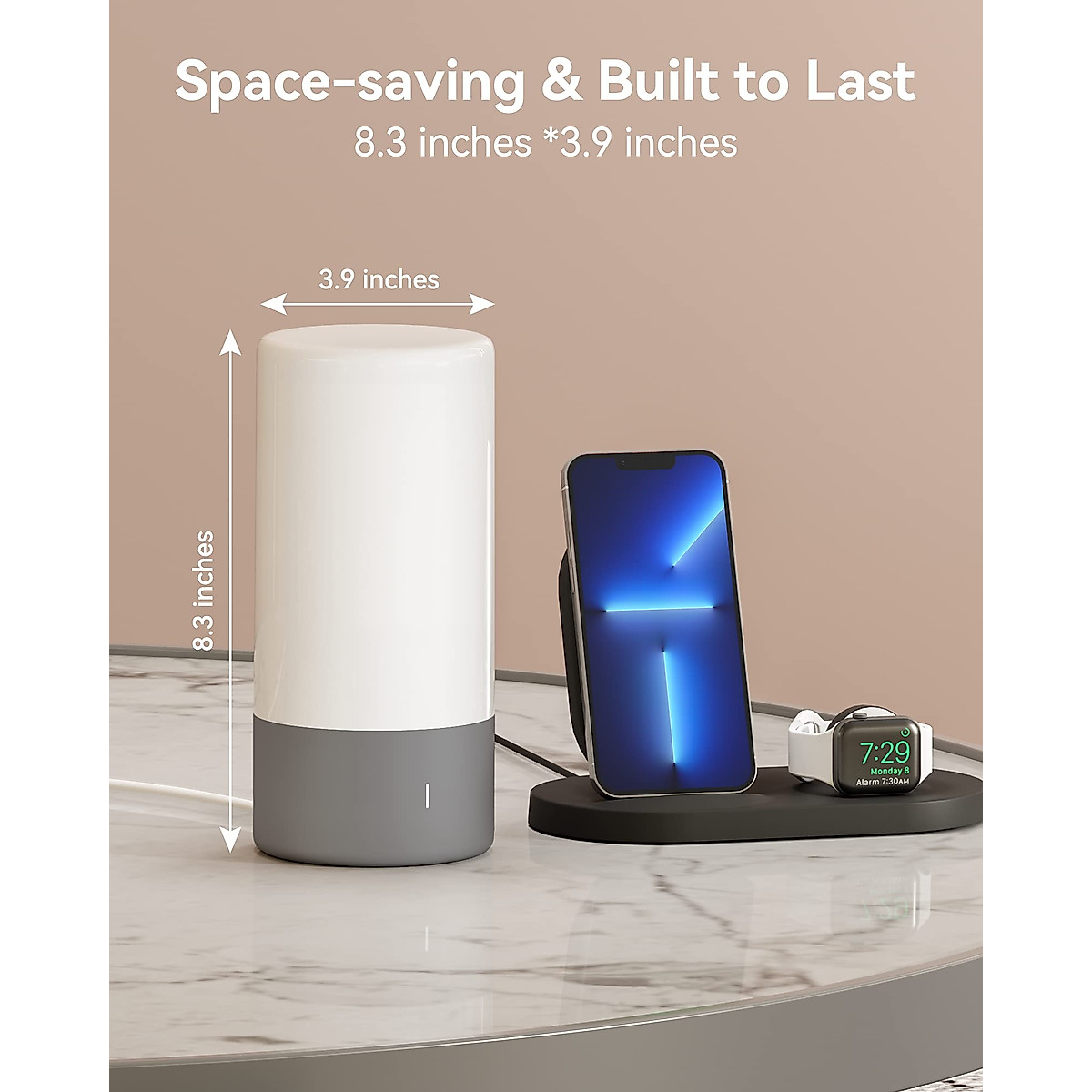 Table Lamp, [Advanced] Bedside Touch Control Lamp for Bedroom 3 Level Dimmable Warm White Lights with 256 RGB Color Mode Modern Design Smart Nightstand Desktop LED Lamps Portable for Read