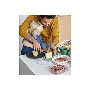 Mepal Meat Fridge Storage Containers 3 Layers - Container with Lid for Meat - Fridge Storage Box - Suitable for Storing Bacon & Meat Products - 3 Separate Fridge Storage Boxes - 3 x 550 ml - Black
