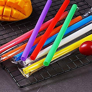 200 PCS Individually Packaged Colorful Jumbo Smoothie Straws, Large Wide Milkshake Disposable Plastic Drinking Straw (0.43" Diameter and 8.2" long) (200)