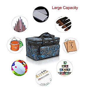 Professional Art Supplies Storage Bag with Shoulder Padded Strap, Large Painting Travel Tote Bag for Paints, Paint Brushes &Pen &Pencil, Pallet, Sketchbook,Paint Bucket,Waterproof and Foldable,Canvas