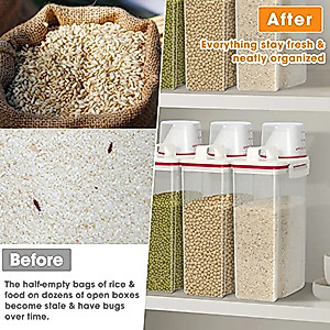 TBMax 2 Pack Rice Storage Containers 4 Lbs, Small Rice Dispenser with Measuring Cup, Cereal Containers Flour Bin, Kitchen Food Storage Container and Pantry Organizers, Pet Dog Cat Food Dispenser