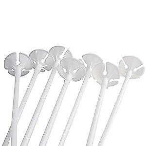 200 Pack White Balloon Sticks, Fun Balloon Holders, Easy to Assemble, 12" Long Balloon Holders