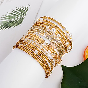 4 Pieces Waist Beads for Women African Belly Beads Chain Elastic Body Beads Chains Beach Beads Chain Bikini Jewelry for Women