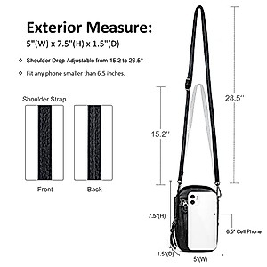 befen Small Crossbody Bag Genuine Leather Wallet purse with Cell Phone Pocket for women (Black)