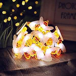 Christmas Lights,5M Solar Lights, String 20 Led Honey Bee Shape Solar Powered Fairy Lights, for Outdoor Home Garden Fence Summer Decoration